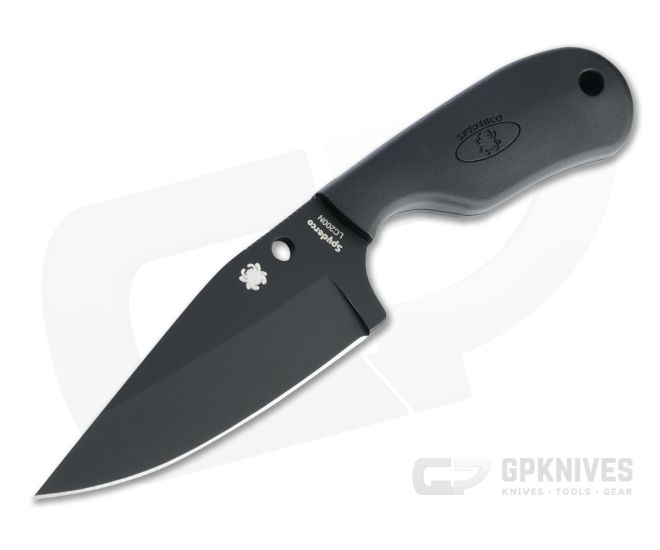 Spyderco Perrin Subway Bowie Black LC200N Fixed Blade Neck Knife For Sale