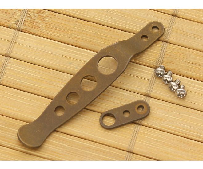 Hinderer Knives Holey Clip and Filler Tab Kit Battle Bronze For Sale