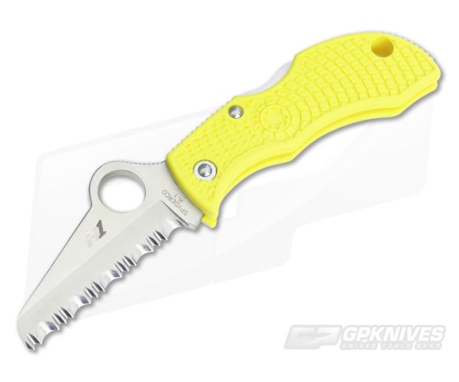 Spyderco Manbug Lightweight Salt MYLS Sheepsfoot Serrated H1 Yellow FRN ...