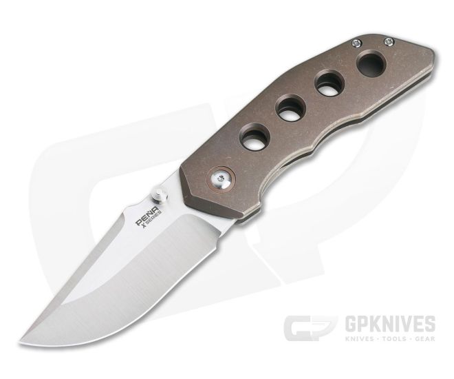 Pena Knives X Series Rhino Thumb Stud Bronze Titanium Satin M390 Knife ...