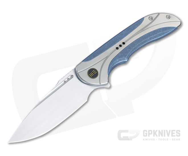 WE Knives Equivik Blue Titanium with Polished and Blasted Titanium ...