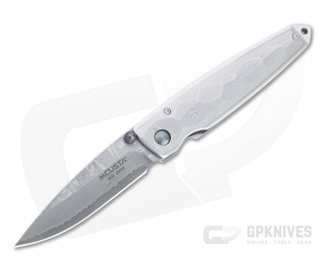 Mcusta Shinra Tsuchi San Mai Damascus Liner Lock Folding Knife For Sale