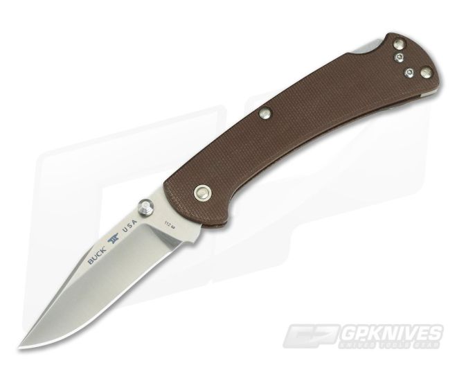 Buck 112 Slim Pro Ranger Brown Canvas Micarta S30V Folding Lock Back ...