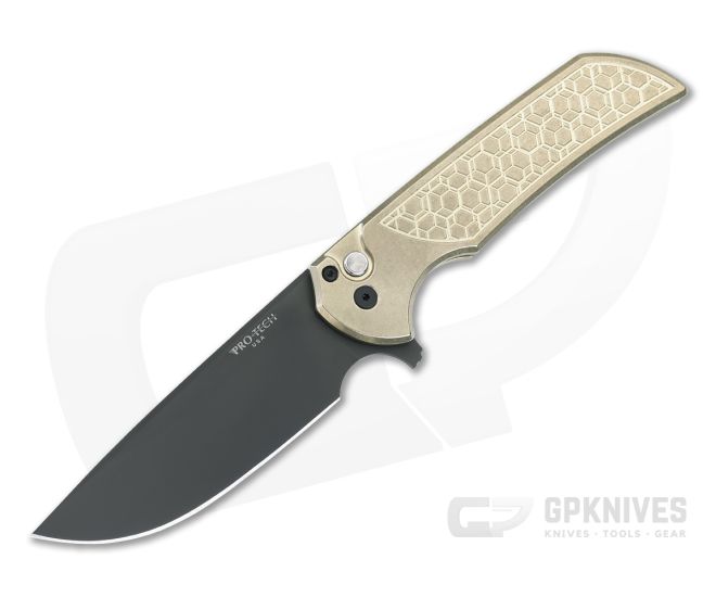 Protech Mordax AlBronze Gridlock Black DLC Drop Point Flipper